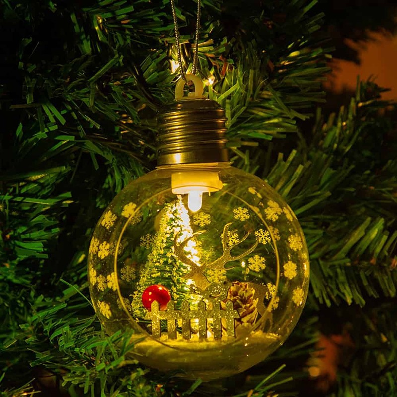 Светеща коледна топка за елха 10x8x6 см модел 2 на изгодна цена dshome